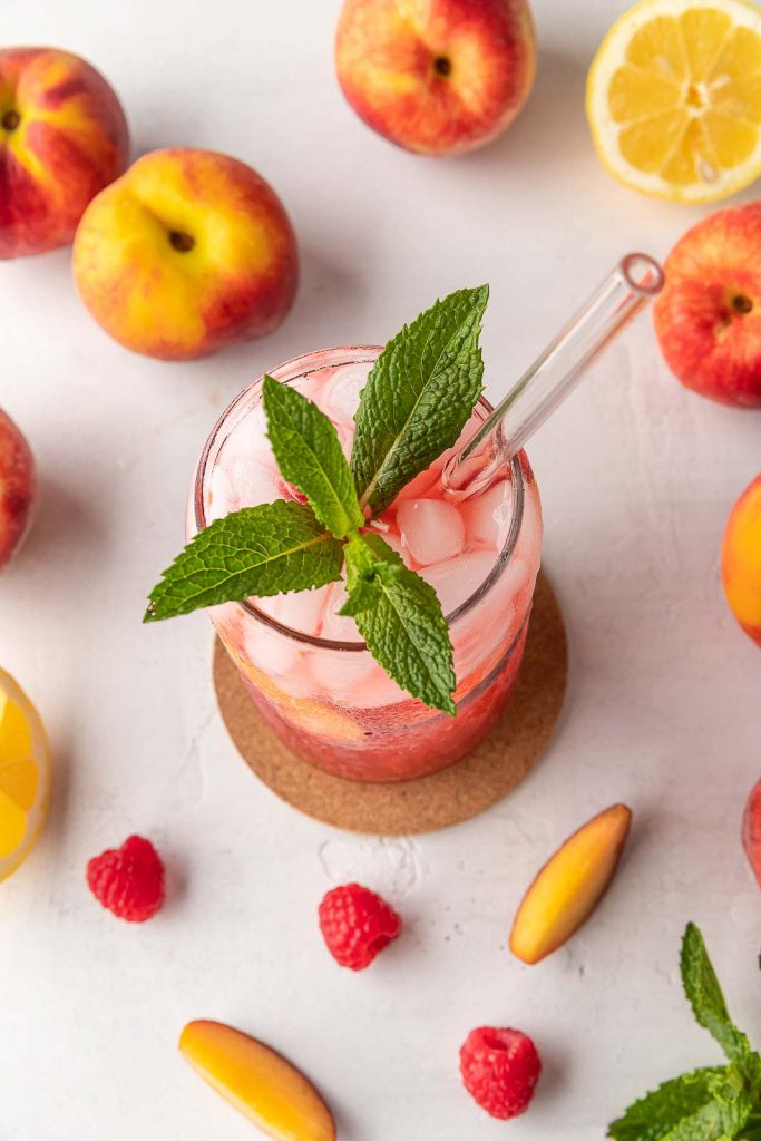 Homemade Raspberry Peach Lemonade Cooler – Cookin' with Mima
